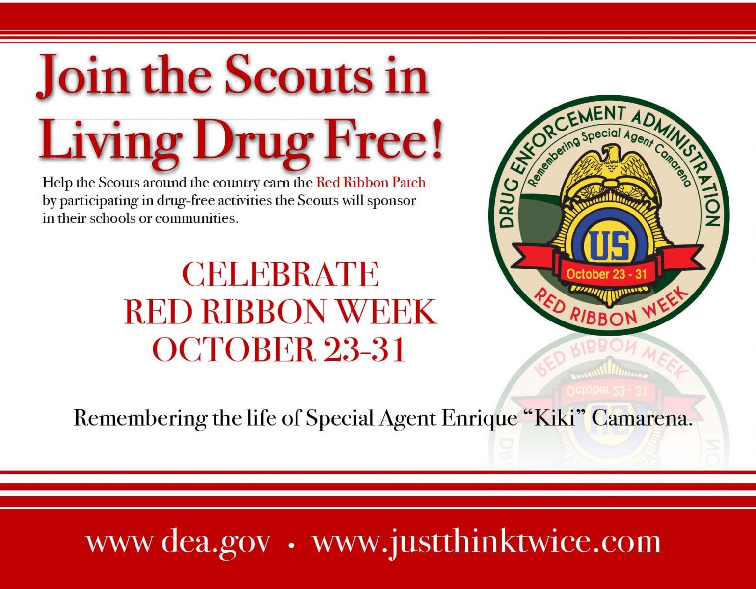 DEA Red Ribbon Patch Program | Just Think Twice